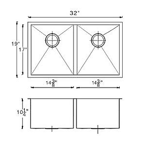 KABCO 32 Inch 16 Gauge Extra Thick Undermount Zero Radius Double Bowl Handmade Kitchen Sink with Stainless Steel Sink Strainers Bottom Sink Grids and a Rolling Grid Combo Package