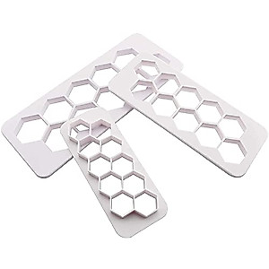 Longdex Hexagon Multi Cutter 3 Sizes White Hexagon Cookie Cutter Football Cake Fondant Cake DIY Decorative Mold