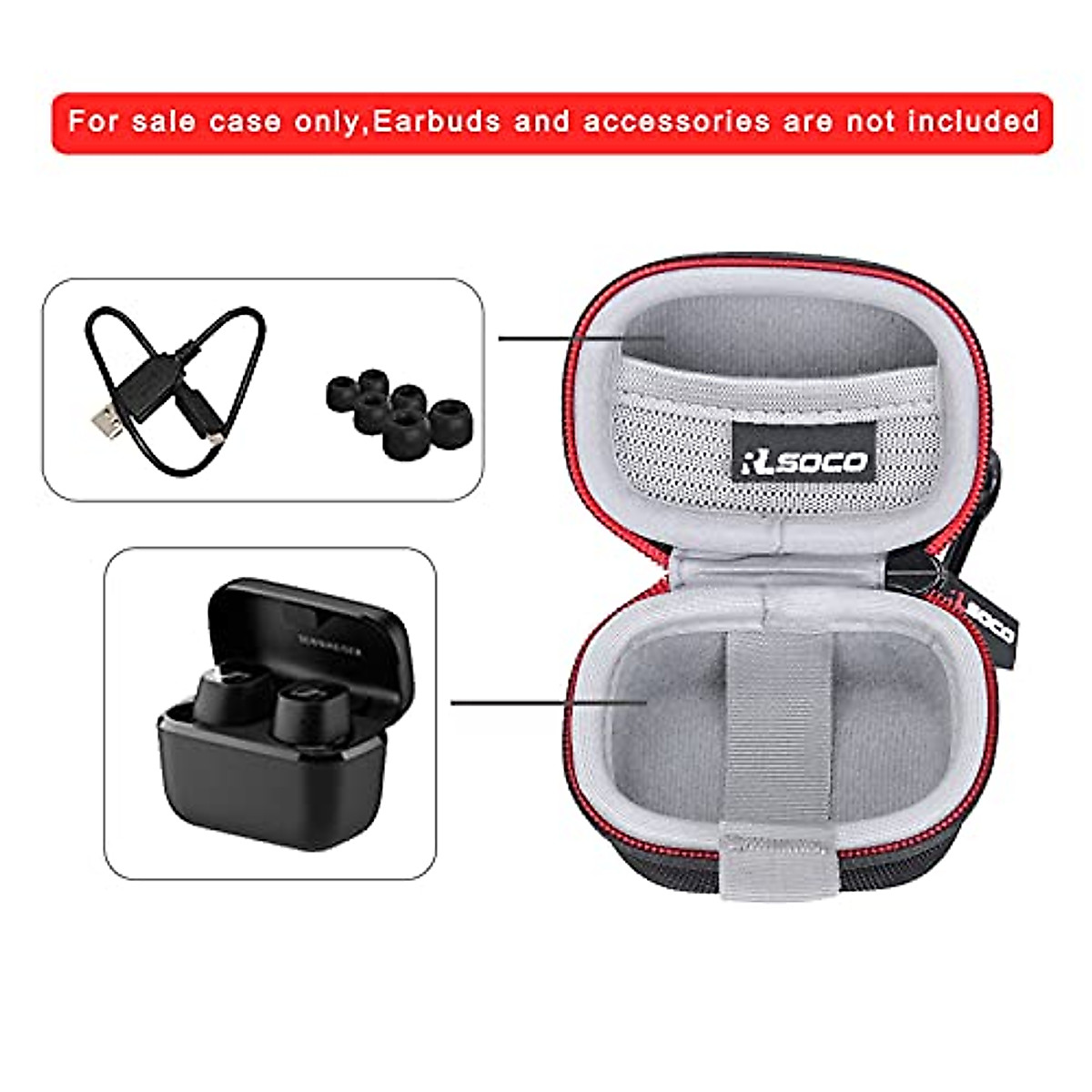 RLSOCO Carrying Case for SENNHEISER CX Plus/CX True Wireless/CX 400BT True Wireless Earbuds