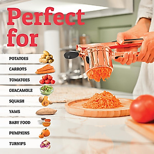 PriorityChef Large 15oz Potato Ricer, Heavy Duty Stainless Steel Potato Masher and Ricer Kitchen Tool, Press and Mash Kitchen Gadget For Perfect Mashed Potatoes - Everytime, Rose Gold and Black