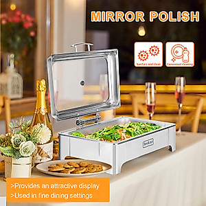Electric Chafing Dish,Rectangular Chafing Dish Buffet Set with Glass Top, Soft-Close Lid, Chafer for Catering Buffet Servers and Warmers