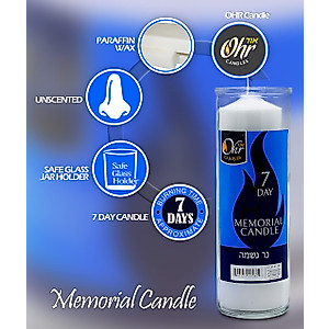 Ohr Candles Yahrzeit Memorial Candles - 7 Day Yahrzeit Candle - Yartzeit Candles Jewish Candles in Glass Tumbler