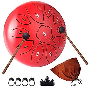 Genround Steel Tongue Drum, 6 inch 11 Notes Handpan Drums with Bag, Music Score, Stickers, Mallets & Finger sleeve, Percussion Instrument for Meditation Entertainment Musical Education Concert Yoga