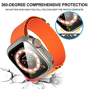 Suoman 3 in 1 for Apple Watch Series 8/7/6/5/4/SE 2 44mm Case, 9H Tempered Glass Screen Protector+ Full Coverage Durable PC Hard Matte Protective Cover Bumper -Titanium