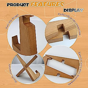 Recipe Book Holder Stand for Kitchen Counter, Solid Cookbook Stand Wooden, Tabletop Easel Plate Display Stand, Cooking Book Stand for Plate Photo Picture Frame Display (Brown)