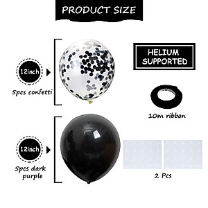 Large - Black One Balloon for First Birthday, 40 Inch Number 1 Balloon, Black 1st Birthday Balloons, Confetti Balloons, Black 1 Balloon 1st Birthday Decorations for Boys, 1 Year Old Balloon