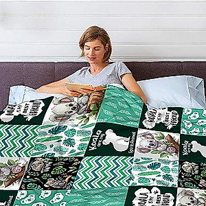 Koala Blanket Leaf Blanket Super Soft Cozy for Couch Bed Travel Koala Gifts for Girls Boys Women Men Green Stripe Blanket Suitable for All Seasons 40"x50"for Kids/Child