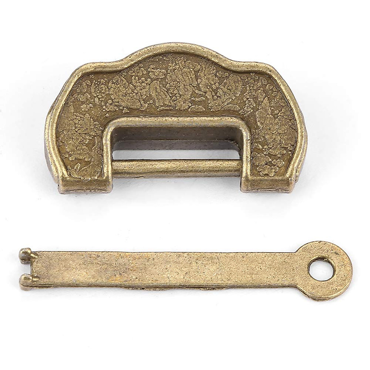 Vintage Antique Padlock Chinese Carved Vintage Zinc Alloy Love Lock Retro Cabinet Lock with Tassel Key for Jewelry Box Drawer (S)