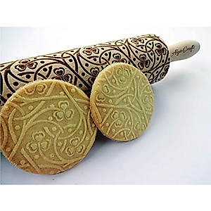 IRISH CLOVER KNOT Embossing Rolling Pin. Dough Roller with Shamrock Pattern for Homemade Cookies and Pottery by Algis Crafts