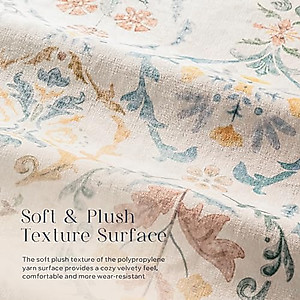 Phantoscope Hallway Runner Rug 2'x10', Washable Non-Slip Boho Rug Runner with Rubber Backing, Ultra-Thin Classic Floral Painting Stair Runner for Kitchen Entryway Bathroom Stairway, Beige Pink/Floral