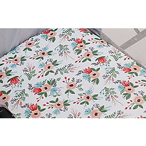 Floral Bassinet Sheet Set 3 Pack Jersey Knit Ultra Soft Stretchy Compatible with Halo,Graco,Dream On Me,MiClassic,Chicco Lullago,Delta,4Moms,Mika Micky Mattress and More for Baby Girl Boy Blue