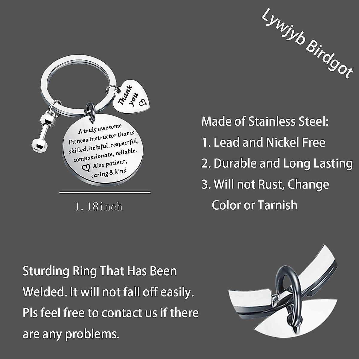 Lywjyb Birdgot Fitness Trainer Gift Thank You Gift for Fitness Instructor Workout Jewelry (Fitness Instructor ke)