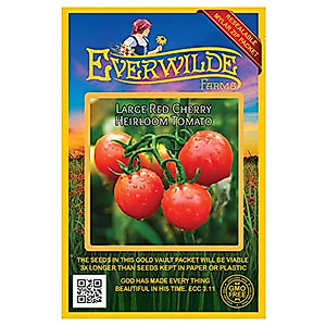 Everwilde Farms - 100 Large Red Cherry Tomato Seeds - Gold Vault Jumbo Seed Packet