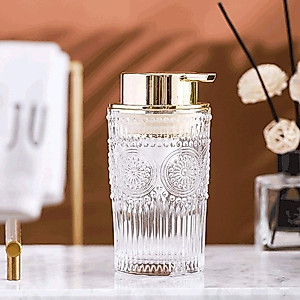 Bottles Glass Soap Dispenser,Transparent Foam Soap Dispenser Set,Large Countertop Shower Dispenser Shower Pump S/L/Set-Clear Holder (Size : Large)