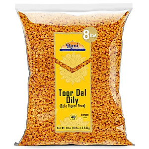 Rani Toor Dal (Split Pigeon Peas) Oily, 128oz (8lbs) 3.63kg Bulk ~ All Natural | Gluten Friendly | NON-GMO | Vegan | Indian Origin