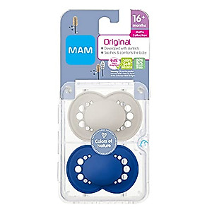MAM Original Matte Baby Pacifier, Nipple Shape Helps Promote Healthy Oral Development, Sterilizer Case, Unisex, 16+ (Pack of 2)