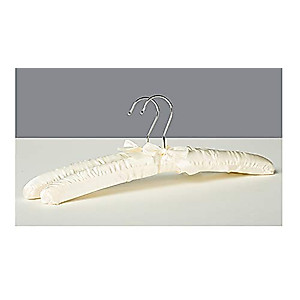 LUXEHOME 5 Pack Silk Hangers with Anti-Rust Heavy Duty Swiveling Chrome Hook for Winter Sweaters, Coats, Suit; Satin Padded Hangers for Delicate Wedding Dresses, Ivory White