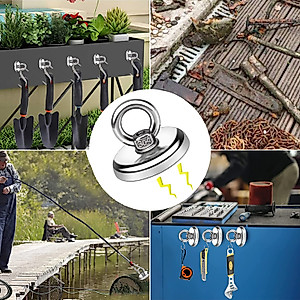 E BAVITE Magnetic Hooks, 100 LB（45KG） Heavy Duty Magnetic Hooks with Countersunk Hole Eyebolt, Perfect for Home, Kitchen, Workplace, Office and Garage, Pack of 10