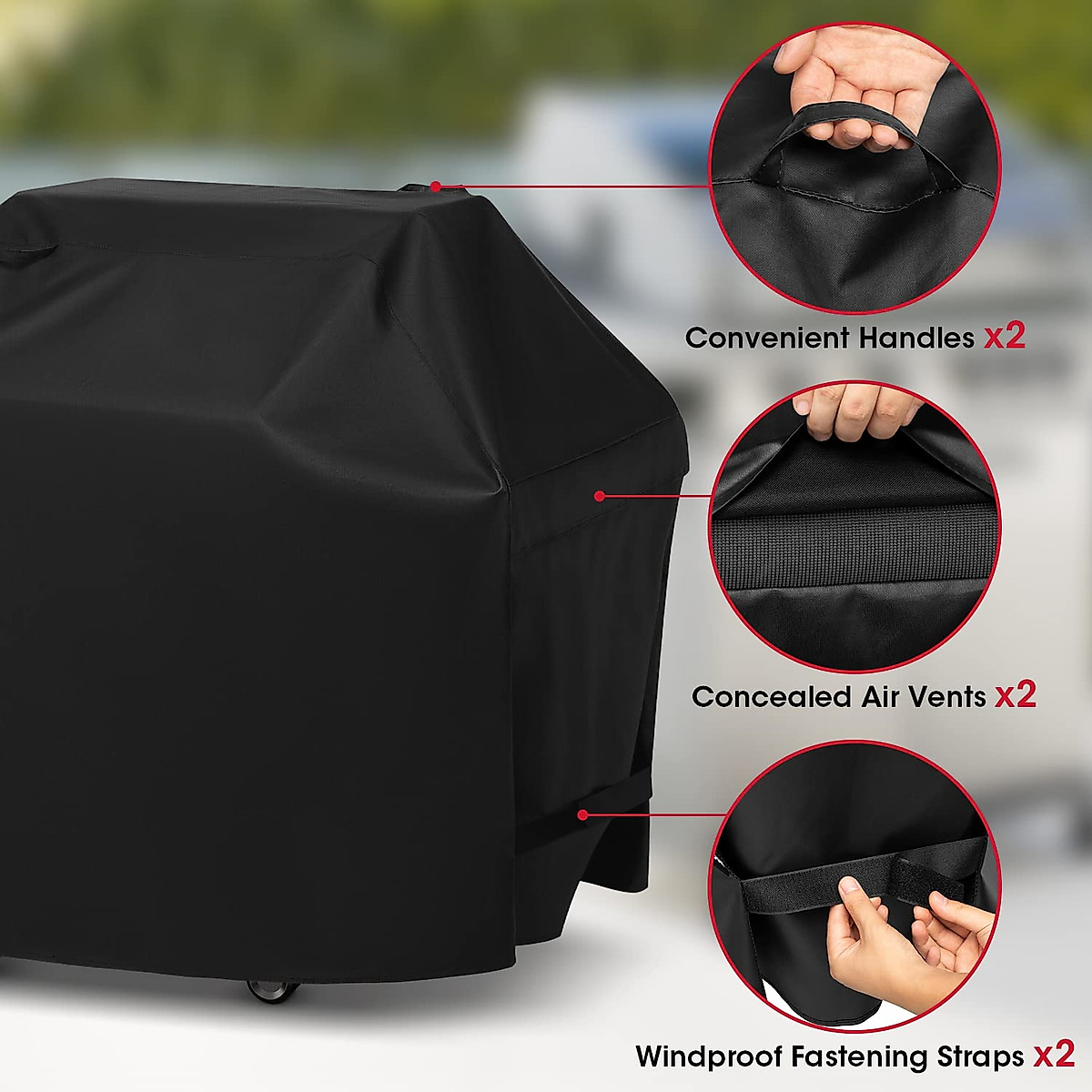 Unicook Grill Cover 55 Inch, 3-4 Burner BBQ Cover, Waterproof Vinyl Shell with Polyester Lining, No Water Leaking, No Sticking, Anti-UV, Compatible with Weber, Nexgrill, Char-Broil Grills and More