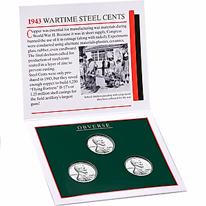 1943 PDS Wartime Steel Lincoln Cent 3-Coin Set