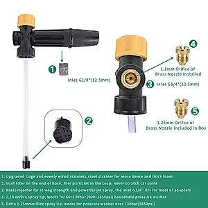 Electric Pressure Washer DIY Foam Cannon with 1/4” Quick Connector & Other 5 Adapters, Power Washer Adjustable Snow Foam Lance 0.6L Bottle, Jet Car Wash Soap Foam Nozzle, 500~2200PSI, 1.0~2.2GPM…
