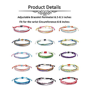 Jovivi 15 Pieces Surfer Wave Friendship Bracelets Set Handmade Waterproof Adjustable Braided Strand String Bracelets Anklets Boho Jewelry for Women