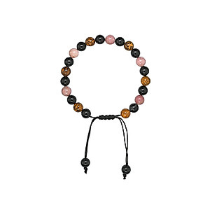 Taurus Zodiac Crystal Bracelet - Rhodonite Mariyam Jasper Black Tourmaline Birthstone Bracelets Women Men Healing Calming Anxiety Stress Relief Gifts (Adjustable)