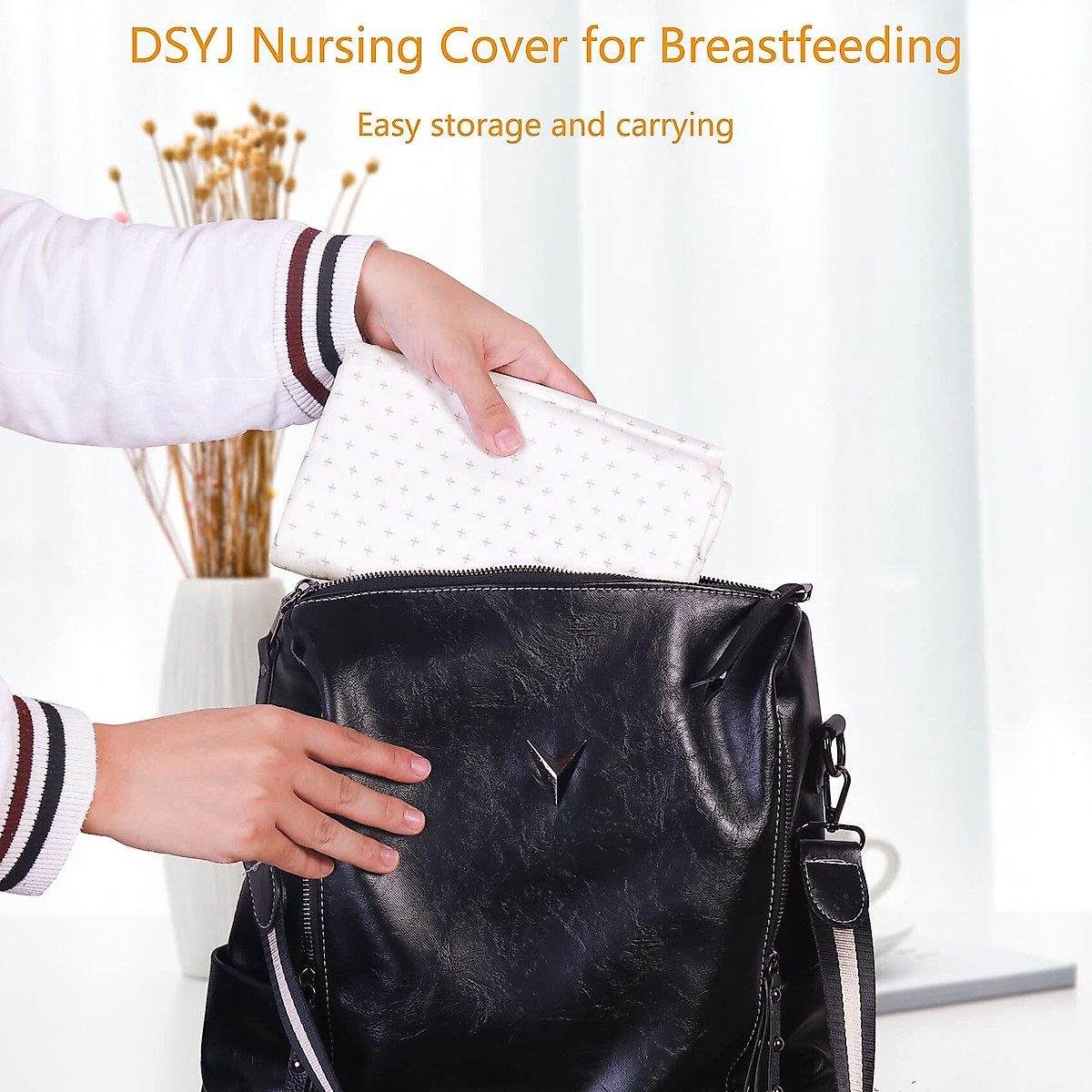 DSYJ Nursing Covers for Breastfeeding Poncho Cover, Soft & Breathable Fabric, 360° Full Privacy Universal Fit Multi Use 8-in-1 for Baby Car Seat Cocoon Feeding Canopy White