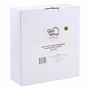 Select Settings 500 pc. Multi Color Plastic shot Glasses, Neon plastic disposable shot cups