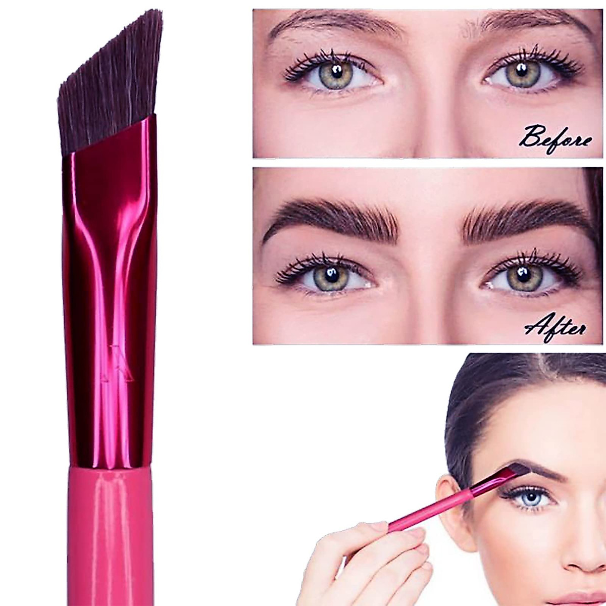 Eyebrow Brush, Multi Function Eyebrow Brush, Smooth Canvas Concealer Brush, Square Eyebrow Brush, Eyebrow Brush Square Ultra Thin Angled Eyebrow Brush (Color : 2 Packs)