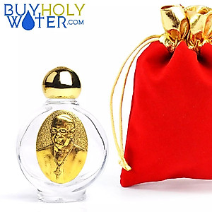 Holy Water Pope Francis Vial ✞ Pope Blessed Portable Bottle ✞ The Only Authentic Certified Holy Water Font Online ✞ Vatican Direct Baptism Wedding Christian Catholic God Jesus Religious Gift (Gold)