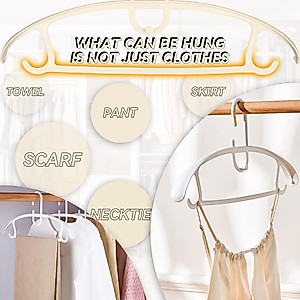 30 Pack Plastic Clothes Hangers with Rubber Buckle, Stackable No Shoulder Bump Heavy Duty Coat Hangers, Non-Slip Space Saving Dry Wet Closet Hangers for Suits, Jackets, Sweater (Beige)