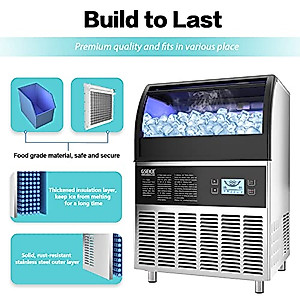GSEICE Commercial Ice Maker Machine,440lbs/24H with 80lbs Ice Storage Capacity, 24” Air Cooled Freestanding Ice Machine, Automatic Operation Self Clean Ice Cube Maker for Home Office Bar Restaurant