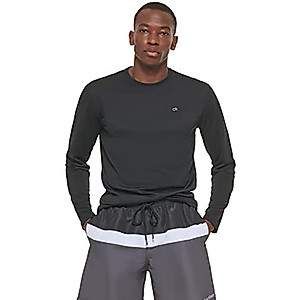 Calvin Klein Men's Standard Light Weight Quick Dry Long Sleeve 40+ UPF Protection, Black, Medium