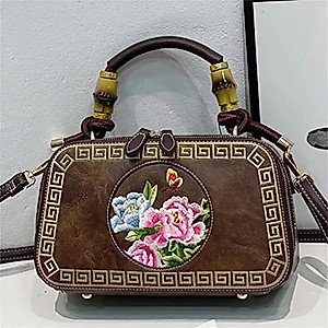 ZLXDP Handbag Women's Summer Retro Chinese Style Messenger Shoulder Bag (Color : Gray, Size : 28cm-10cm-16cm)