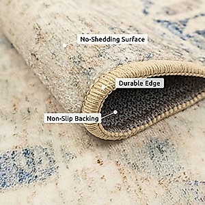 RORA Area Rug 2x3 Non-Slip Machine Washable Boho Vintage Distressed Neutral Small Entryway Rug Persian Throw Rug for Bedroom Kitchen Bathroom Low Profile