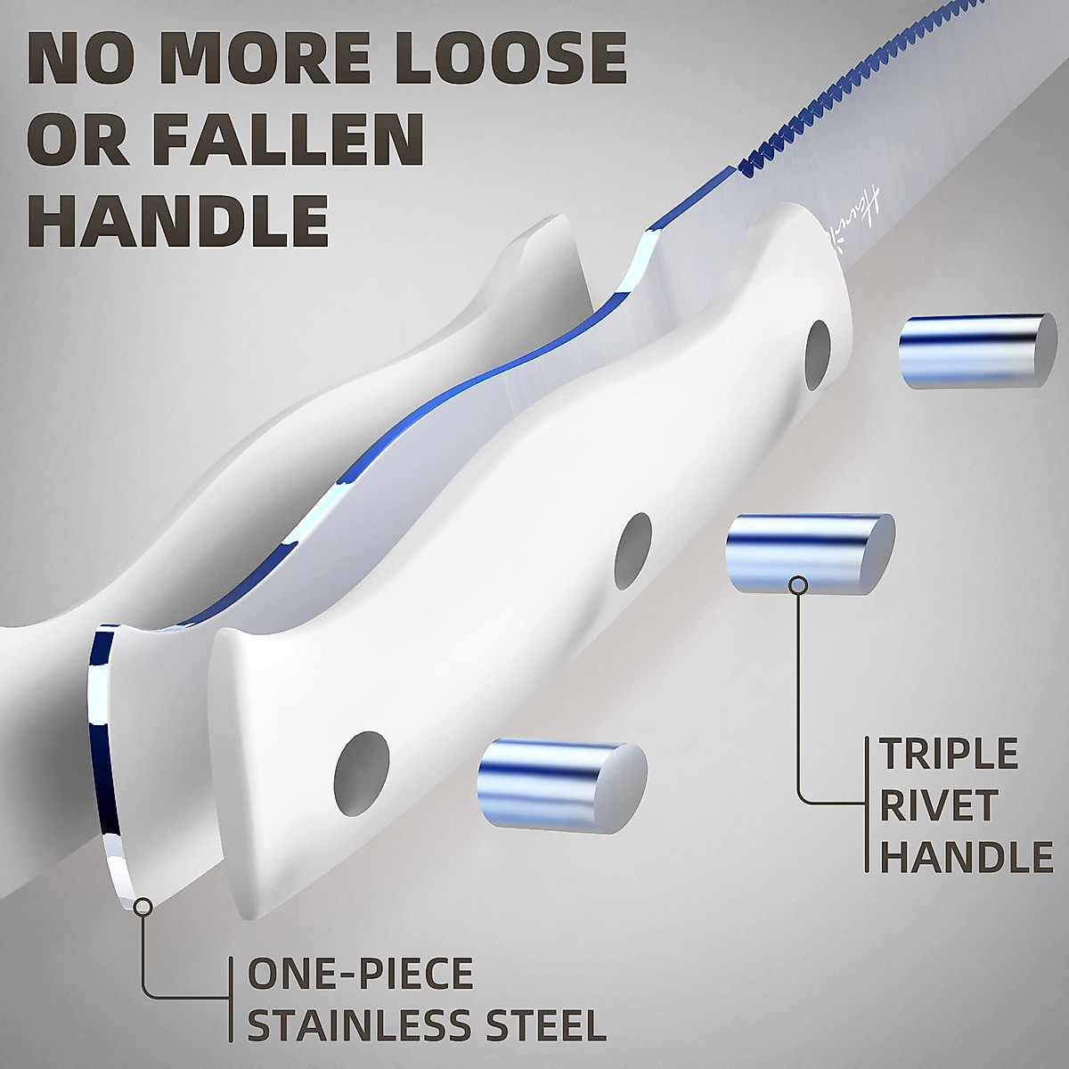 harriet Steak Knife Set, Serrated Steak Knives Set of 6, Full Tang German Stainless Steel Steak Knives, White