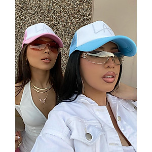 Y2k Sunglasses Womens Glasses Silver Shades Metal Wire Frame Oval Sun Glasses for Women Trendy 2000s 90s shield Retro Eyewear