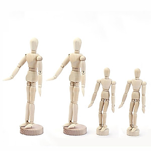 DOGNNAK 4 Pack Family Portrait Family of Four, Daddy Mommy Sister Brother Articulated Wooden Mannequin