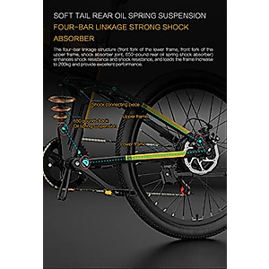 Bezior Electric Bike X500Pro for Adults, Foldable 26" x 1.95 Rubber Tire Electric Bicycle, 500w Motor 48V 10.4Ah Removable Battery, 20MPH Electric Mountain Bike, Suspension Fork, 7 Speed Gears