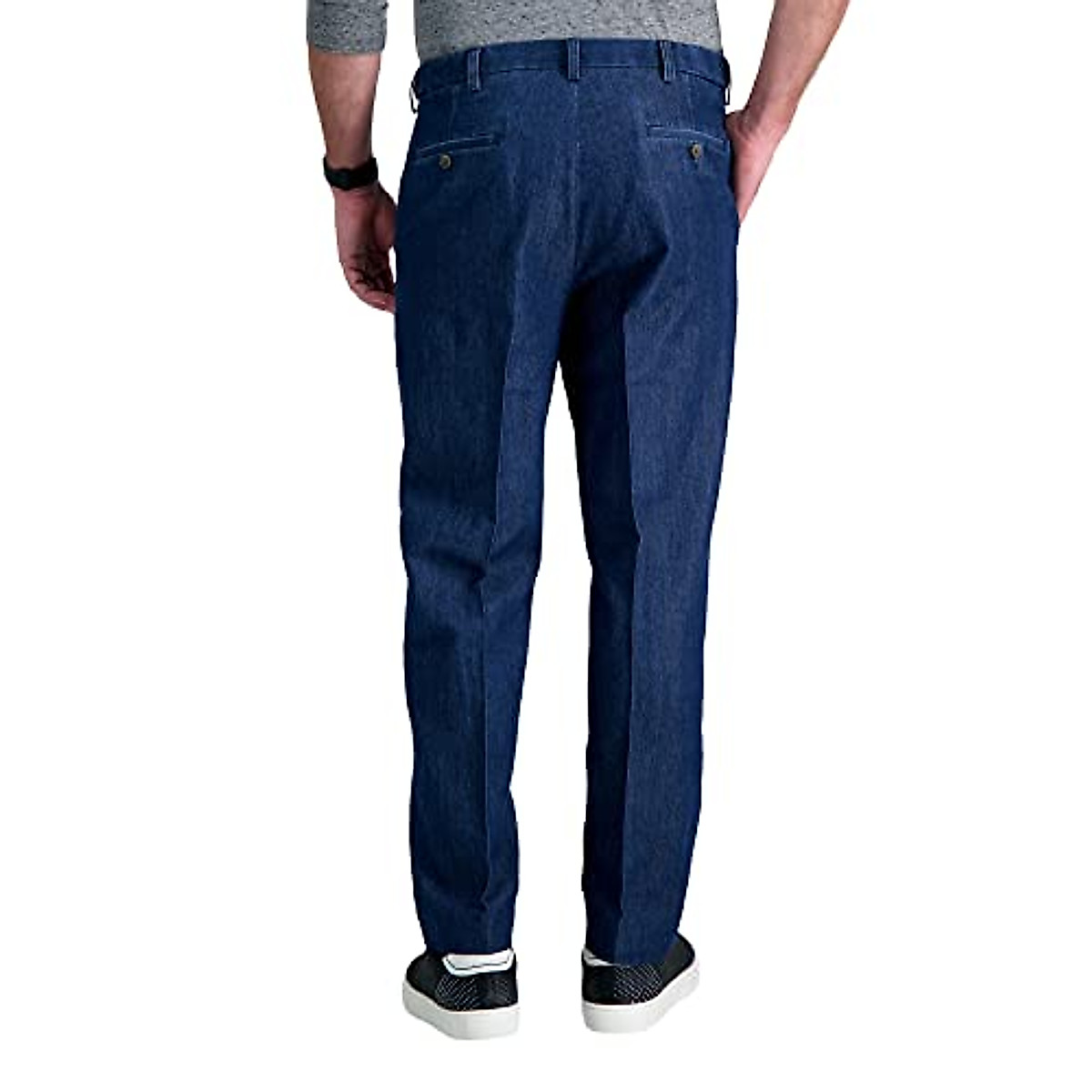 Haggar Men's Casual Classic Fit Denim Trouser Pant-Regular and Big & Tall Sizes, Medium Blue Cla, 40W x 29L