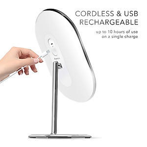 Fancii Wall Mount LED Lighted Vanity Makeup Mirror, Rechargeable - Cordless Illuminated Cosmetic Mirror with 3 Dimmable Light Settings, Dual Magnification - Vera (Chrome)