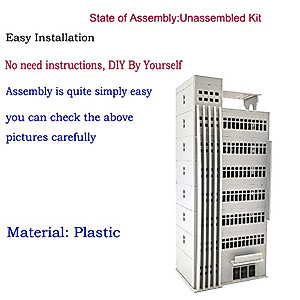ATINGSHOKB N Scale Building 1:150 Vertical Bar Modern House Assembled Architectural for Model Train Layout,Gray