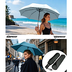 SIEPASA Two Packs Auto Open & Close Small Travel Umbrella Compact for Backpack-Umbrellas for Rain, Windproof Lightweight Strong Mini Portable Umbrellas for Men and Women.(Black, 2 Pack)