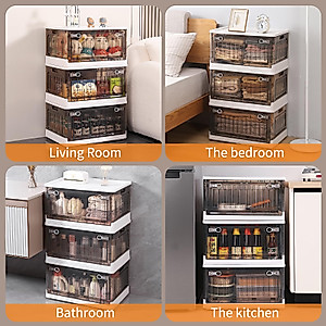 Anysig Closet Organizers and Storage - Stackable Collapsible Storage Bins 13 Gal, Storage Bins with Lids and Wheels: Foldable Box Storage Containers for Home, Dorm Room Essentials (3 Pack)