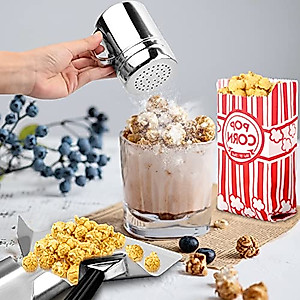 202 Pieces Popcorn Machine Supplies Bundle, Stainless Steel Popcorn Scoop and Popcorn Seasoning Dredge Shaker, 200 Pieces 1 oz Popcorn Bags for Home Kitchen Theater Movie Tool