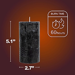 SPAAS Rustic Black Pillar Candles - 2.8" X 5" Unscented Black Candles - 4 Pack Rustic Halloween Candles for Black Home Decor, Halloween Decor, Wedding, Spa, Holidays, Restaurants