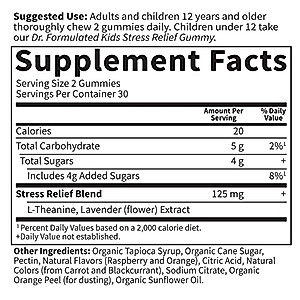 Garden of Life Stress Relief Gummies, Non-GMO Supplement for Calm & Positive Mood - Berry Citrus - 60 Count, Vegan Energy Support with L-Theanine Lavender Gummy Vitamin, Dr Formulated (30 Day Supply)