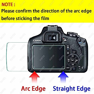 ULBTER Rebel T7 T6 Screen Protector for Canon EOS Rebel T7 T6 T5 DSLR Camera & Hot Shoe Cover, [2+3Pack] 0.3mm 9H Hardness Tempered Glass Flim Anti-Scrach Anti-Fingerprint Anti-Bubble