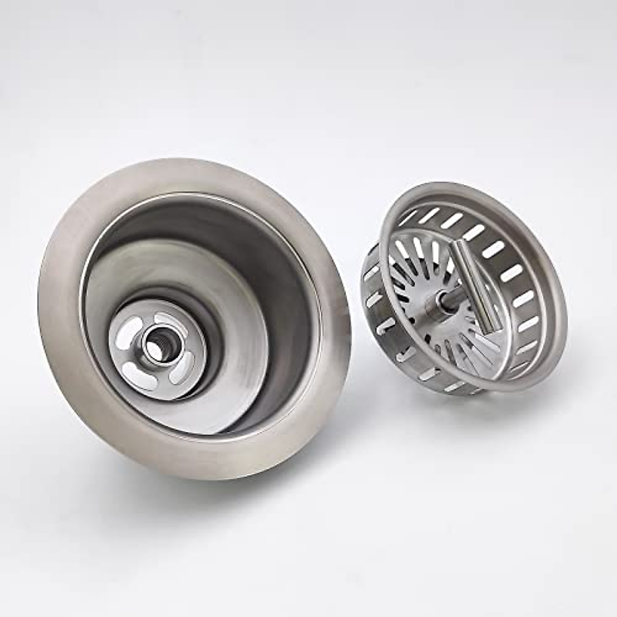 EADOT 3-1/2 Inch Brushed Nickel Sink Strainers for Kitchen Sink, Stainless Steel Kitchen Sink Drain Strainer Assembly with Strainer Basket And Drain Stopper, US Standard Kitchen Sink Drain Replacement